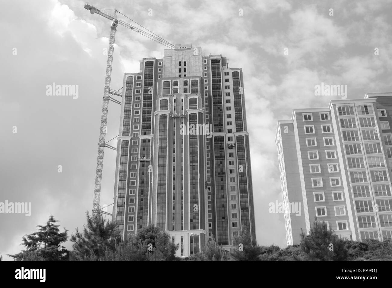 Old town buildings blue Black and White Stock Photos & Images - Alamy