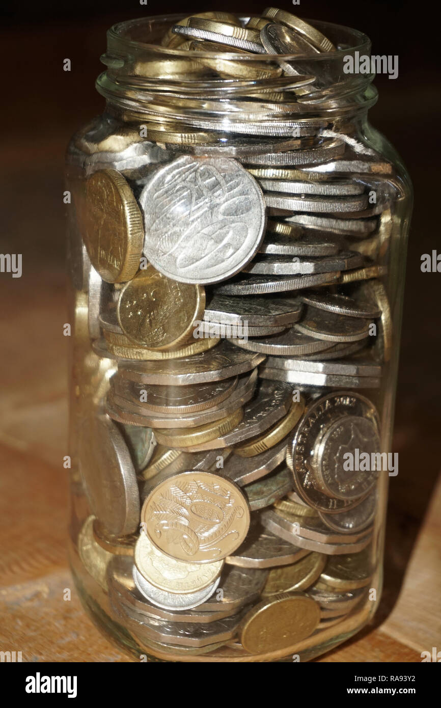Australian coins in a jar hi-res stock photography and images - Alamy