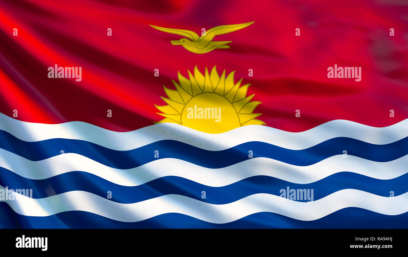 Kiribati flag. Waving flag of Kiribati 3d illustration. Tarawa Stock ...