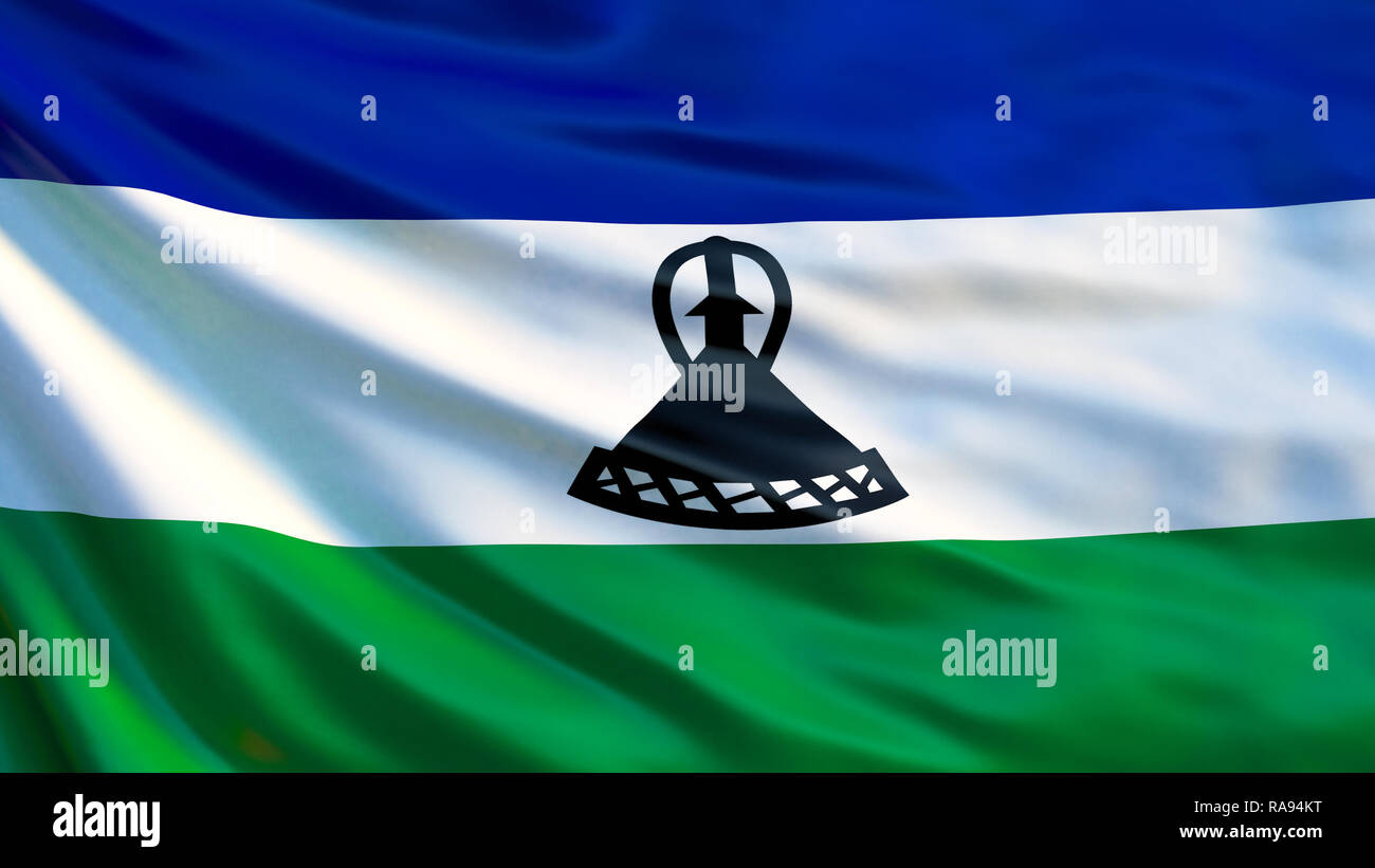 Lesotho flag. Waving flag of Lesotho 3d illustration. Maseru Stock ...