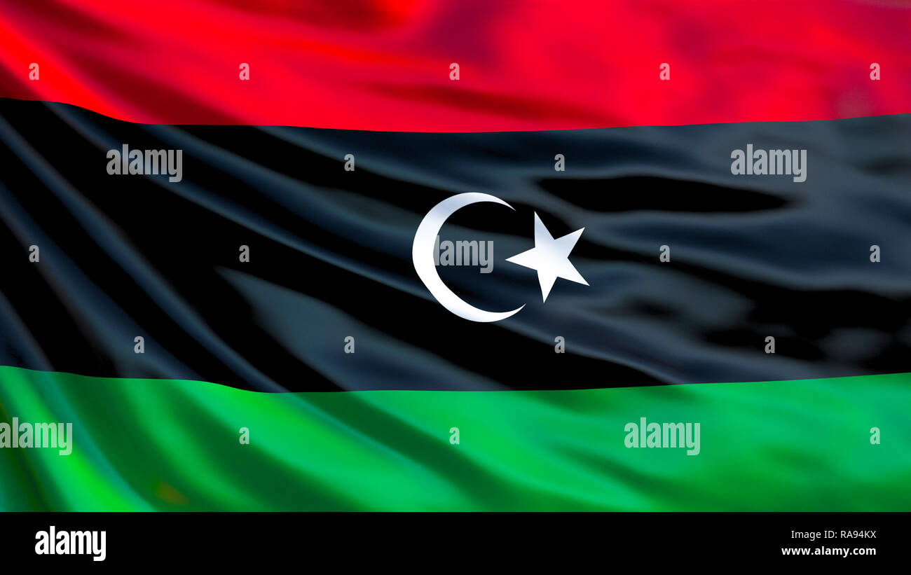 Libya flag. Waving flag of Libya 3d illustration. Tripoli Stock Photo ... Libya flag. Waving flag of Libya 3d illustration. Tripoli Stock Photo ...