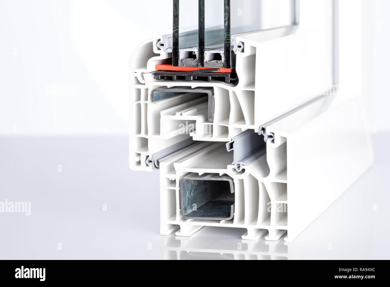 pvc windows design cross section triple glazing Stock Photo - Alamy