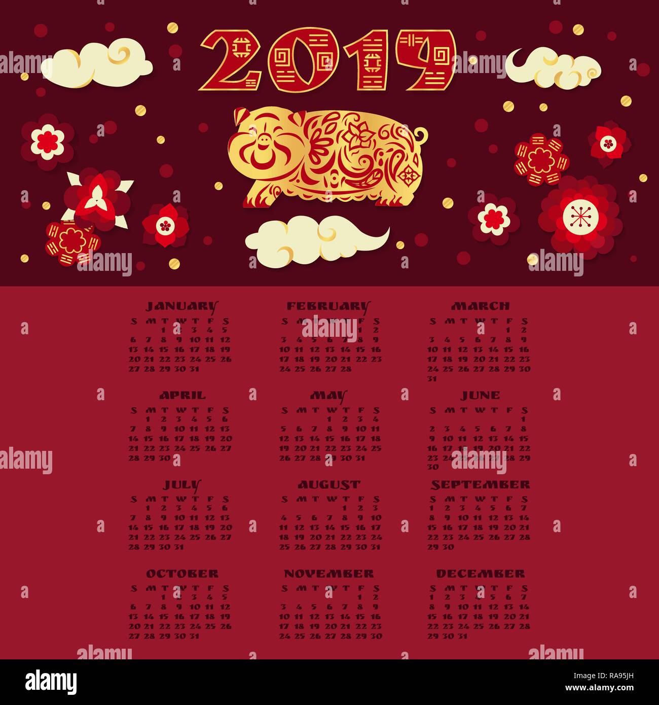 Golden lucky pig in Stock Vector Images - Alamy