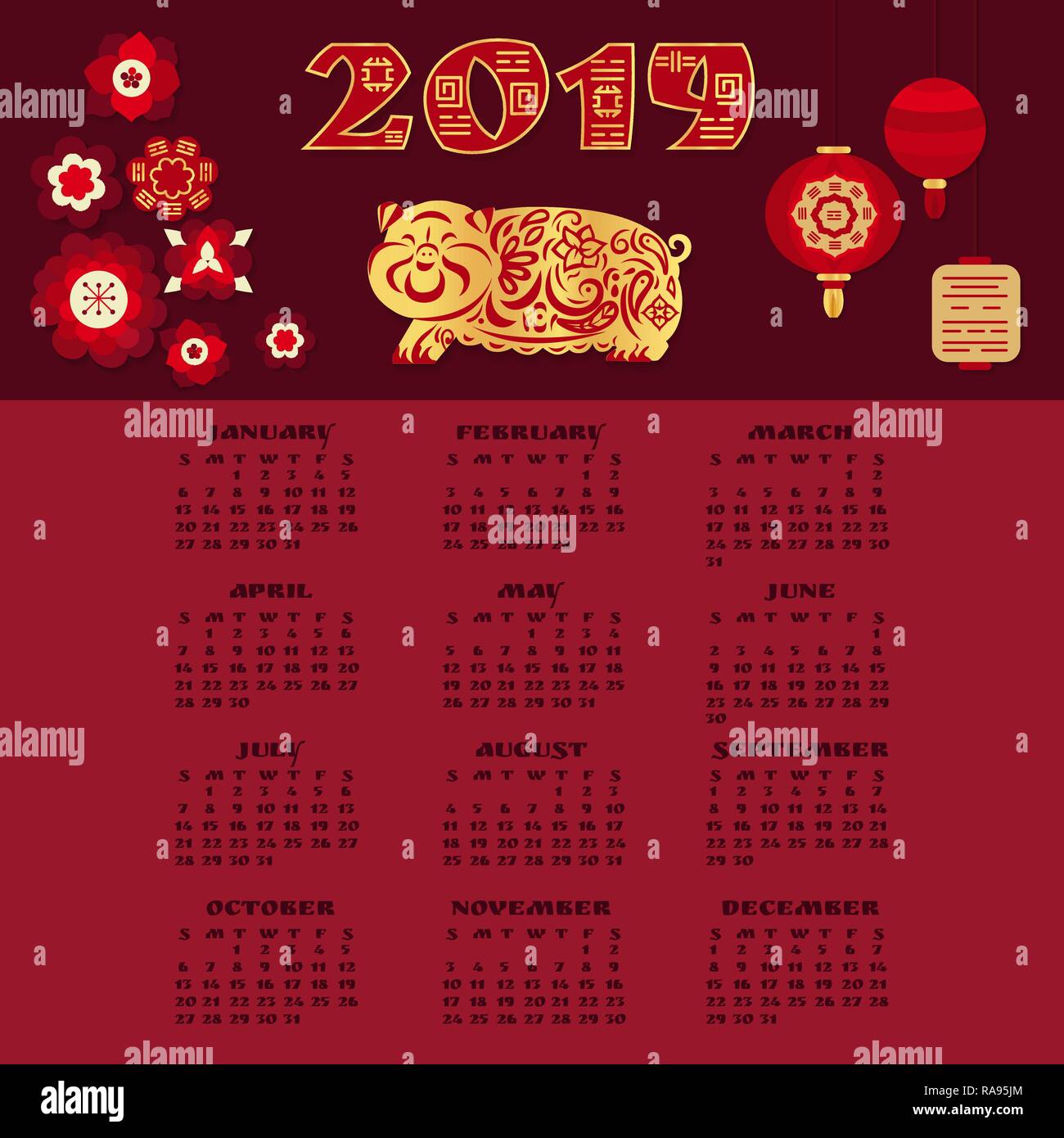 Golden lucky pig in Stock Vector Images - Alamy