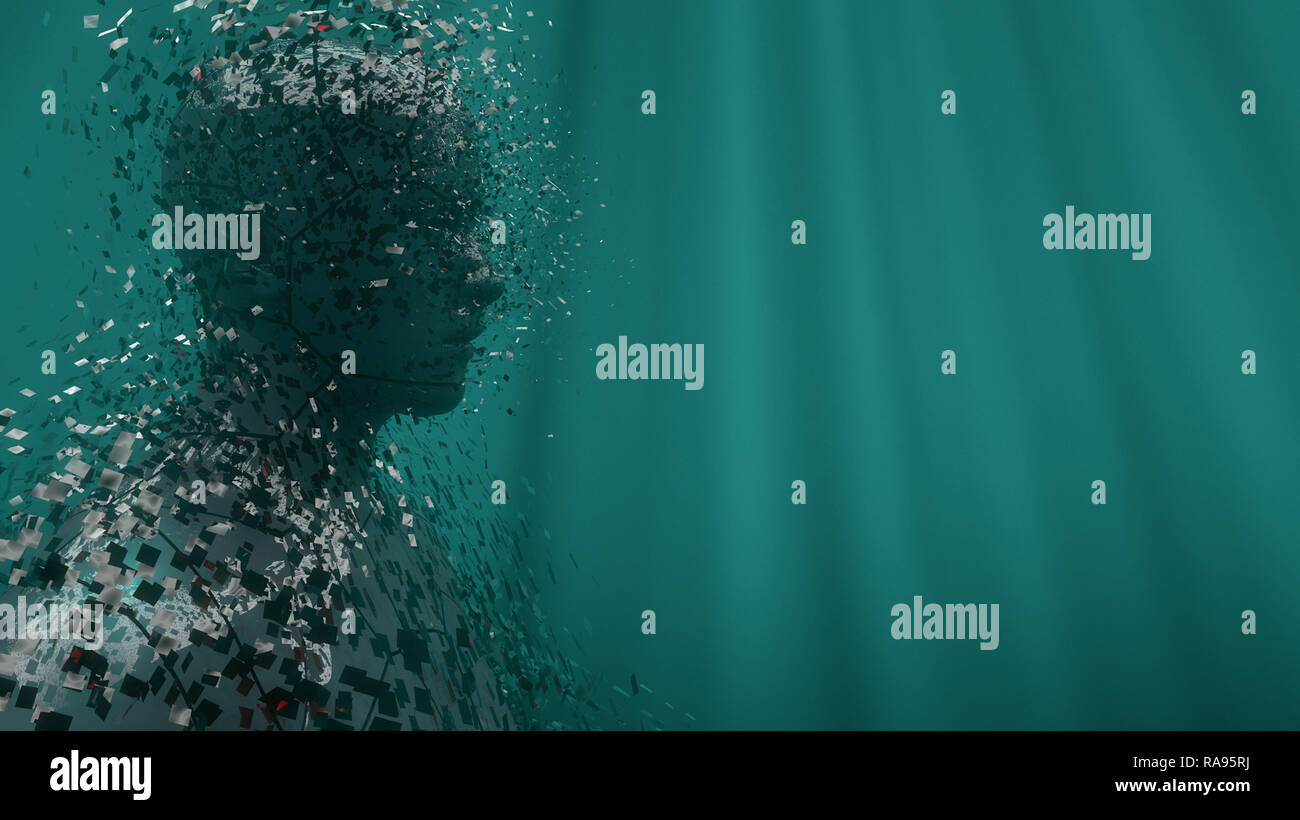 3d render. Head Human shattered portrait Stock Photo - Alamy