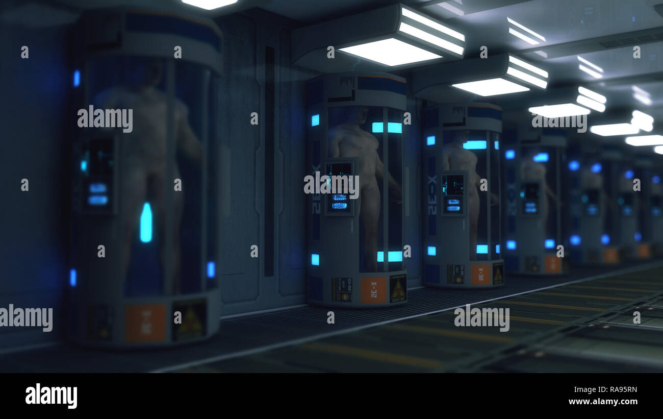 3D render. Cloning humanoid figures Stock Photo - Alamy