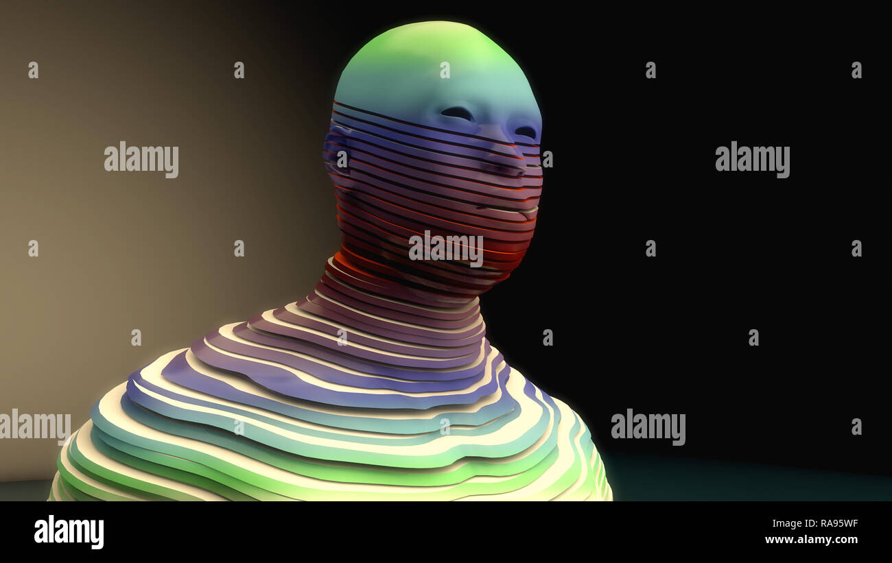 3D render. Human figure cut into slices Stock Photo - Alamy