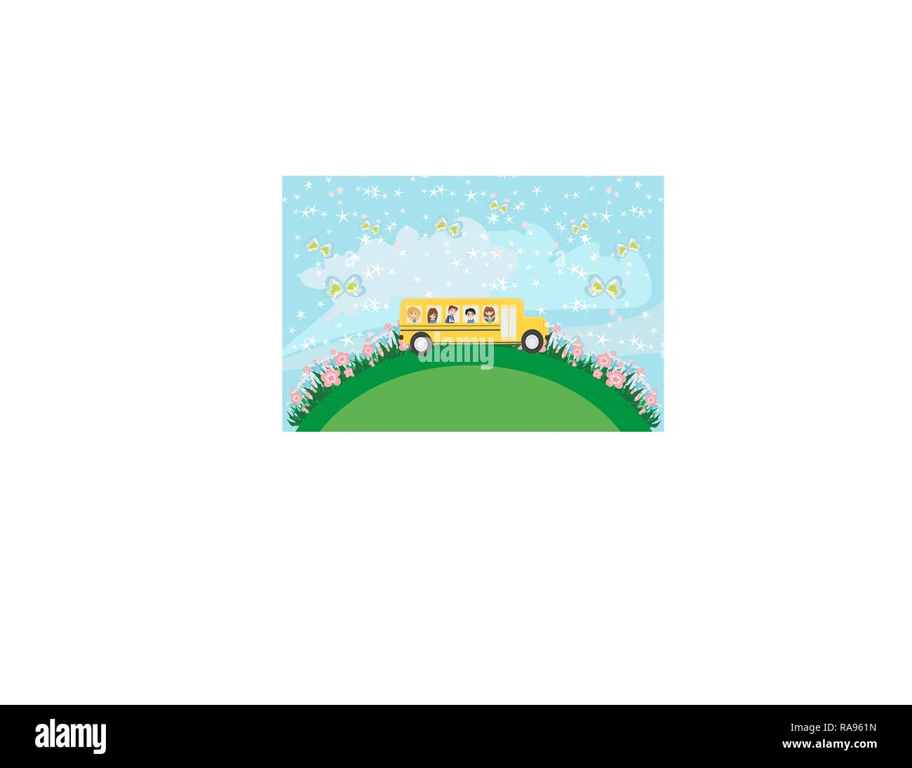 School bus with happy children - card Stock Vector Image & Art - Alamy