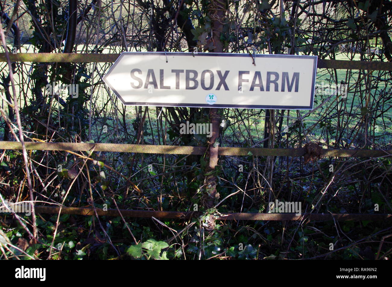 Saltbox farm sign. The Macmillan Way. Long-distance trail. Wiltshire ...