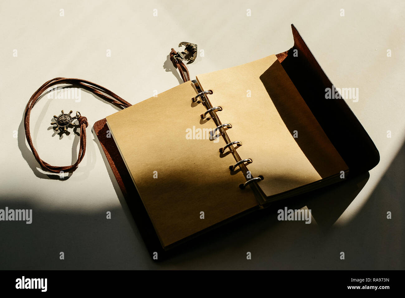 Blank books in brown cover hi-res stock photography and images - Alamy