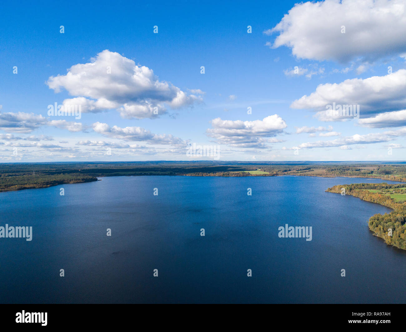 Aerial view of seashore with beach, lagoons. Coastline with sand and ...