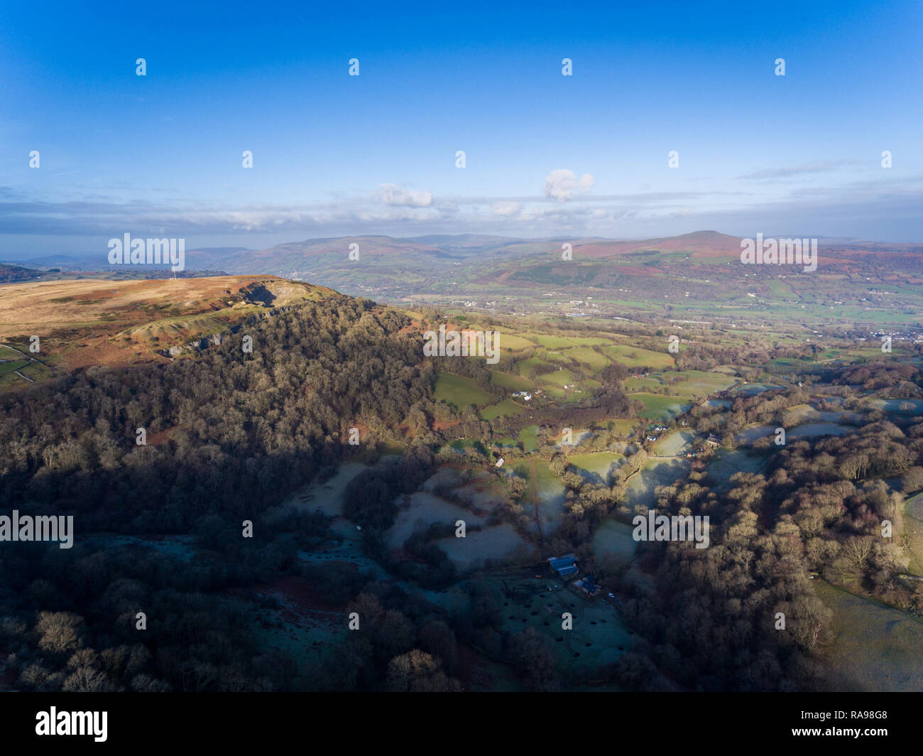 Aerial view of Brecon Beacons. Near Keepers Pond, The Blorenge ...