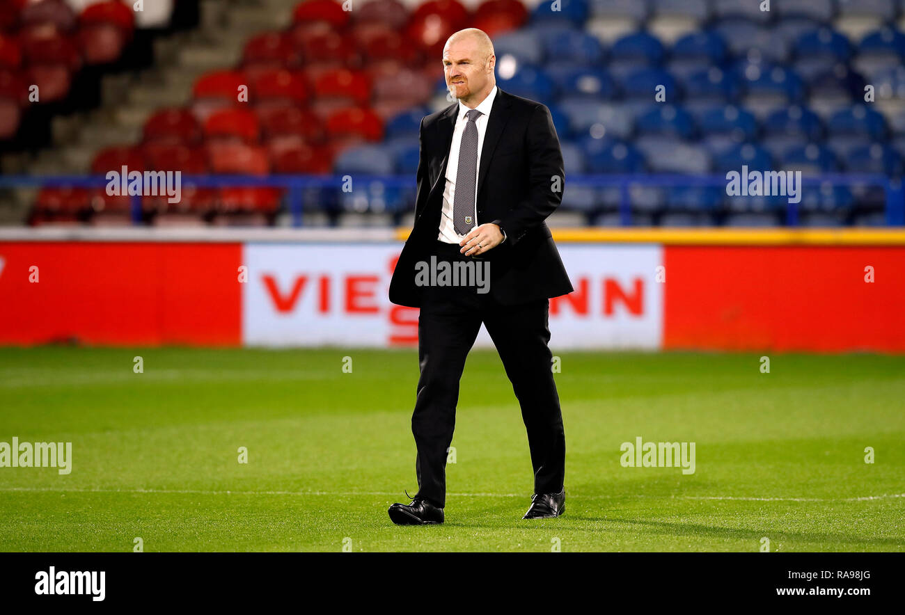 Burnley manager Sean Dyche checks out the pitch before the Premier ...