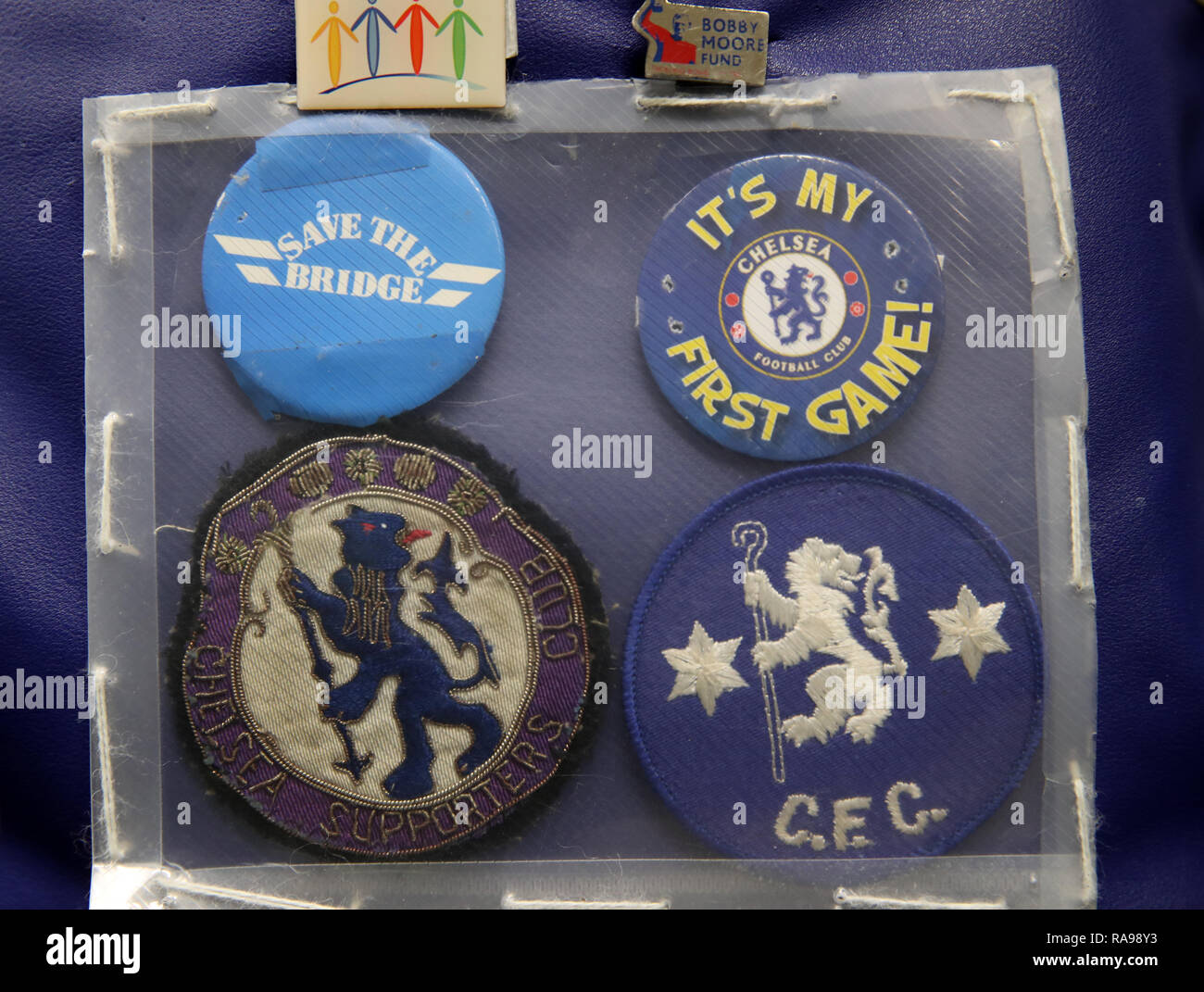 Chelsea badges on display before before the Premier League match ...