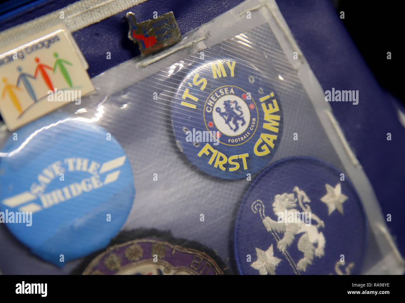 Chelsea badges on display before before the Premier League match ...