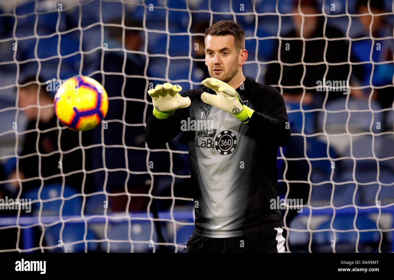Burnley goalkeeper Tom Heaton warms up before the Premier League match ...