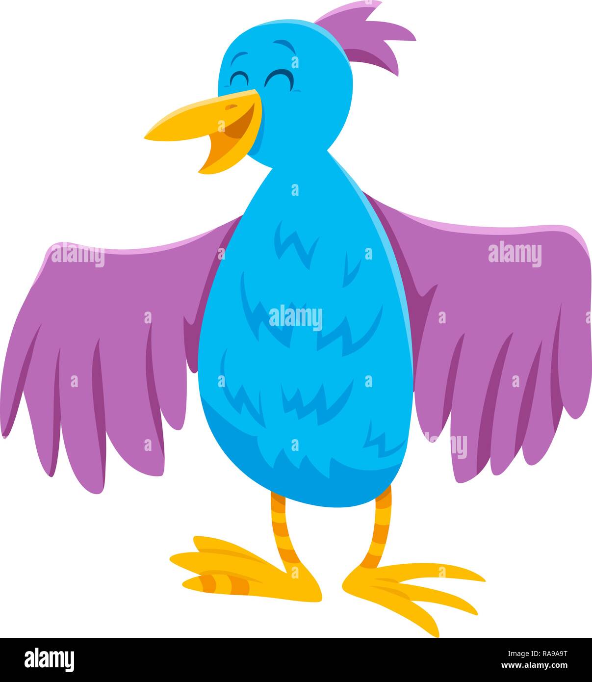 Cartoon Illustration of Colorful Happy Fantasy Bird or Parrot Funny ...