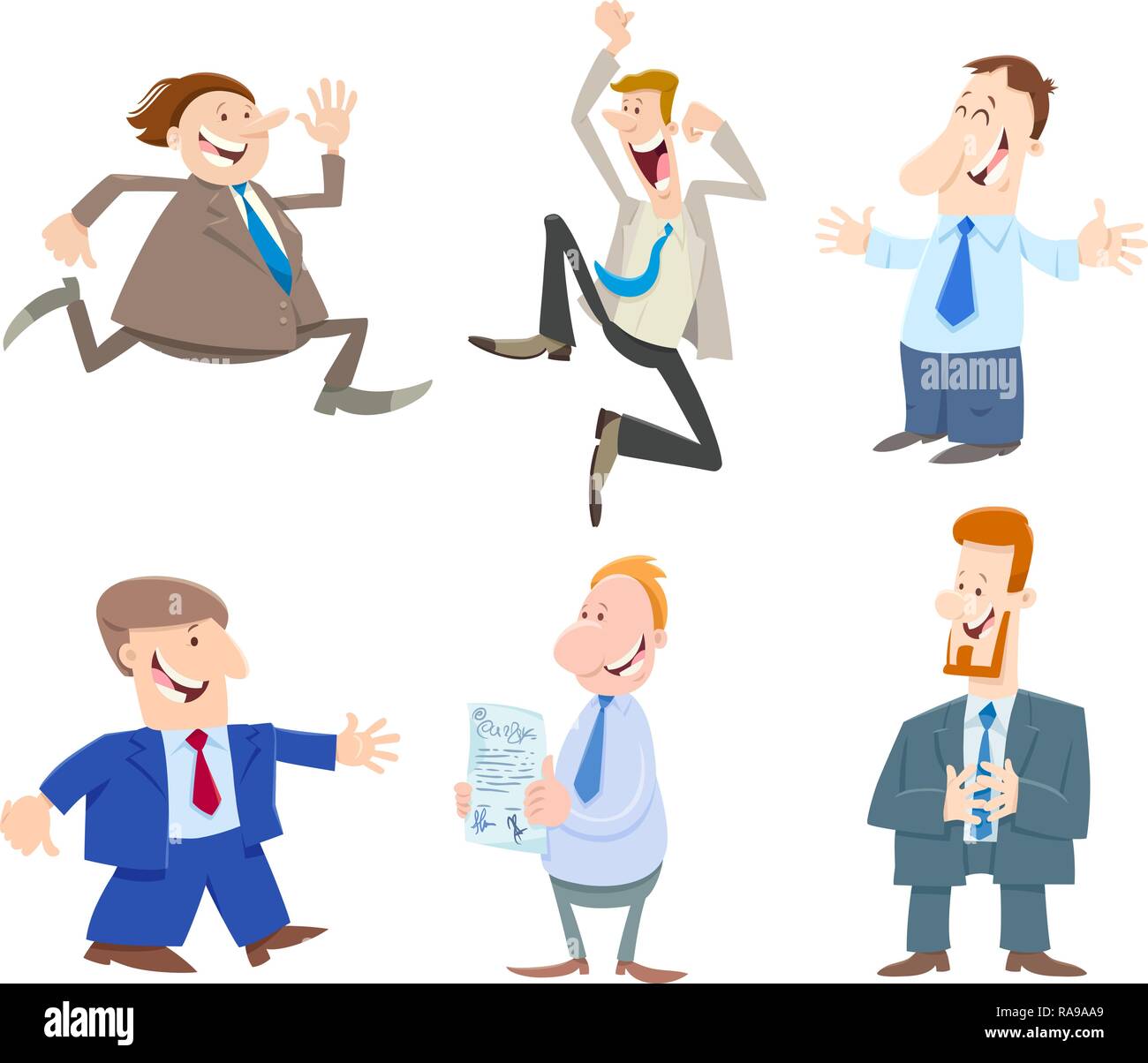 Cartoon Illustration of Happy Men or Businessmen People Comic ...