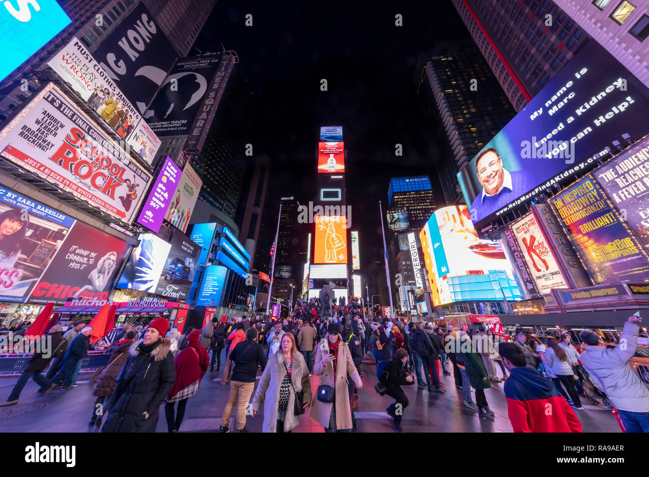 Visitors and tourists visit the Times Square, New York City, New York ...