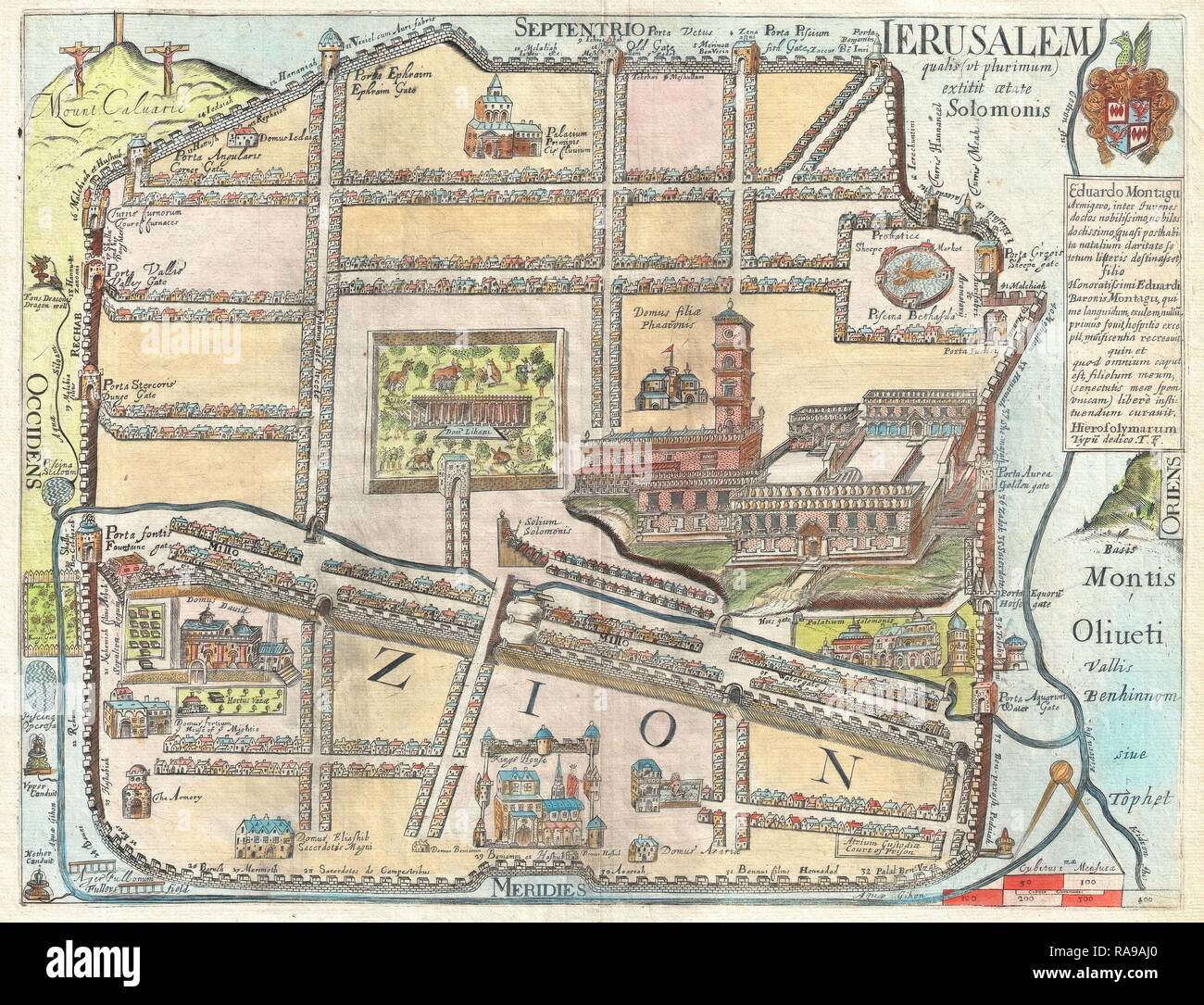 1650, Fuller Map of Jerusalem, Israel, Palestine, Holy Land. Reimagined ...