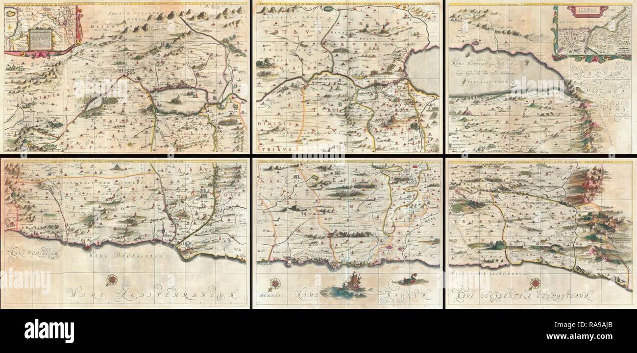 1662, Jansson and Hornius Map of the Holy Land, Israel, and Palestine ...