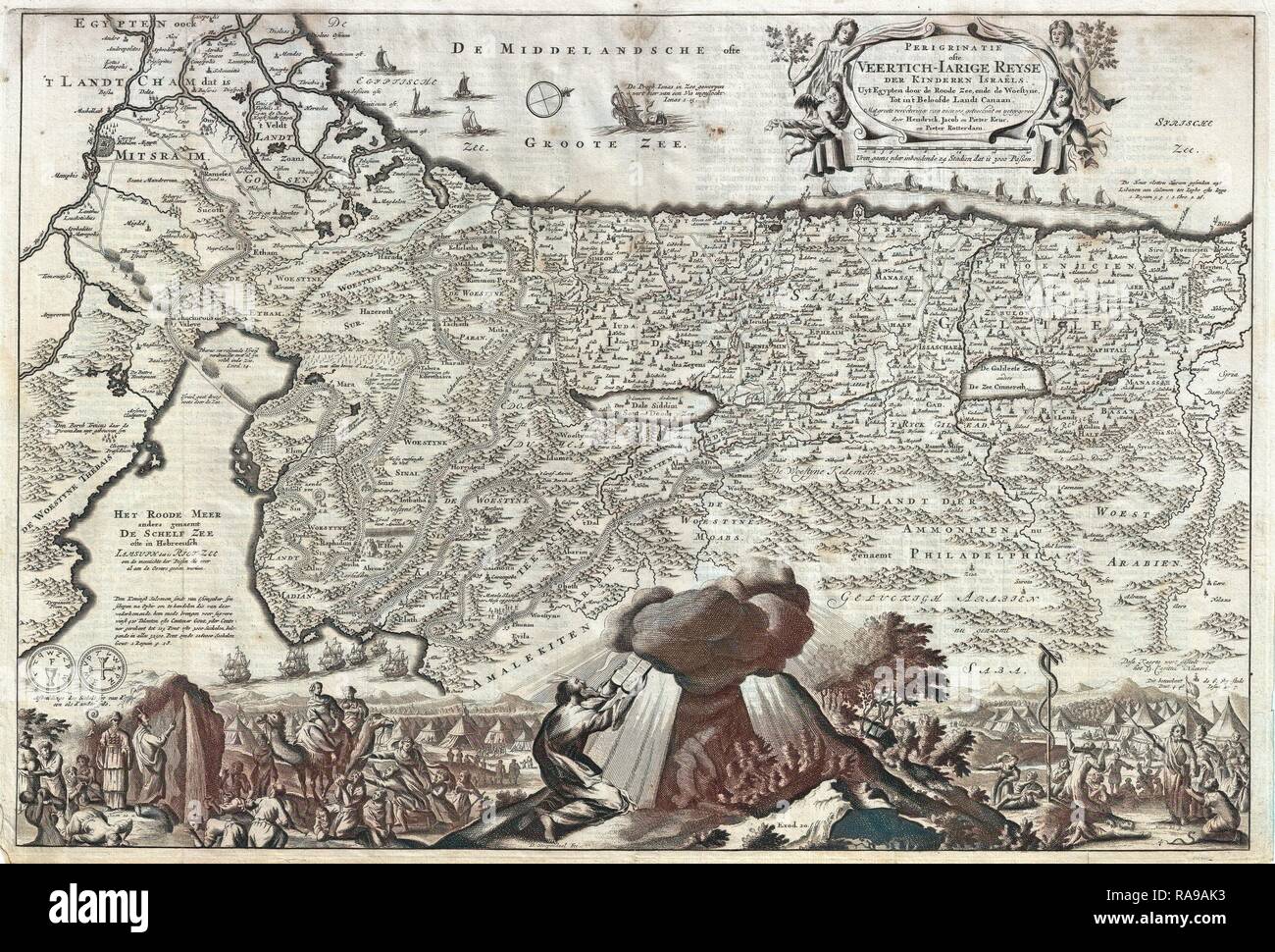 1702, Visscher Stoopendaal Map of Israel, Palestine or the Holy Land ...