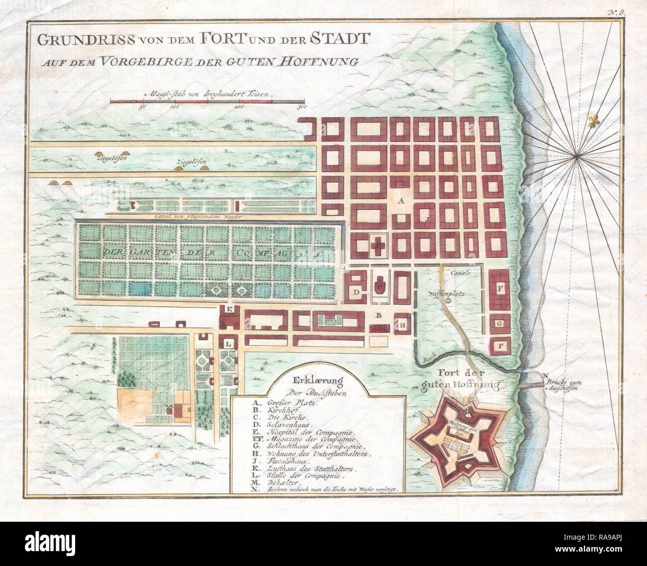1750, Bellin Map of Cape Town, South Africa. Reimagined by Gibon ...