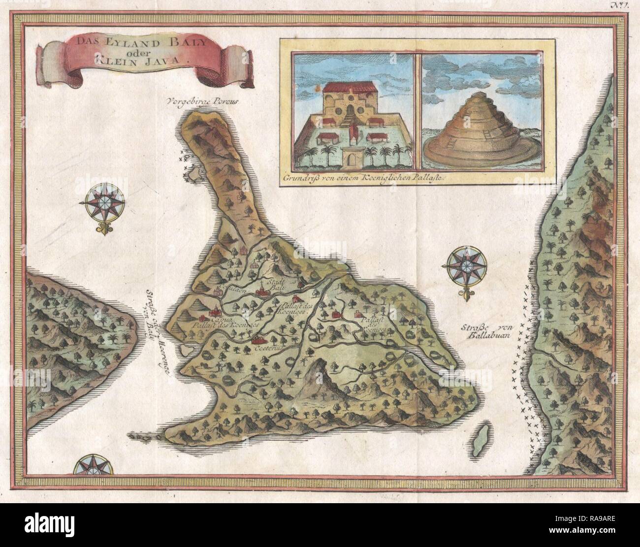 1760, Bellin Map of Bali, Indonesia. Reimagined by Gibon. Classic art ...