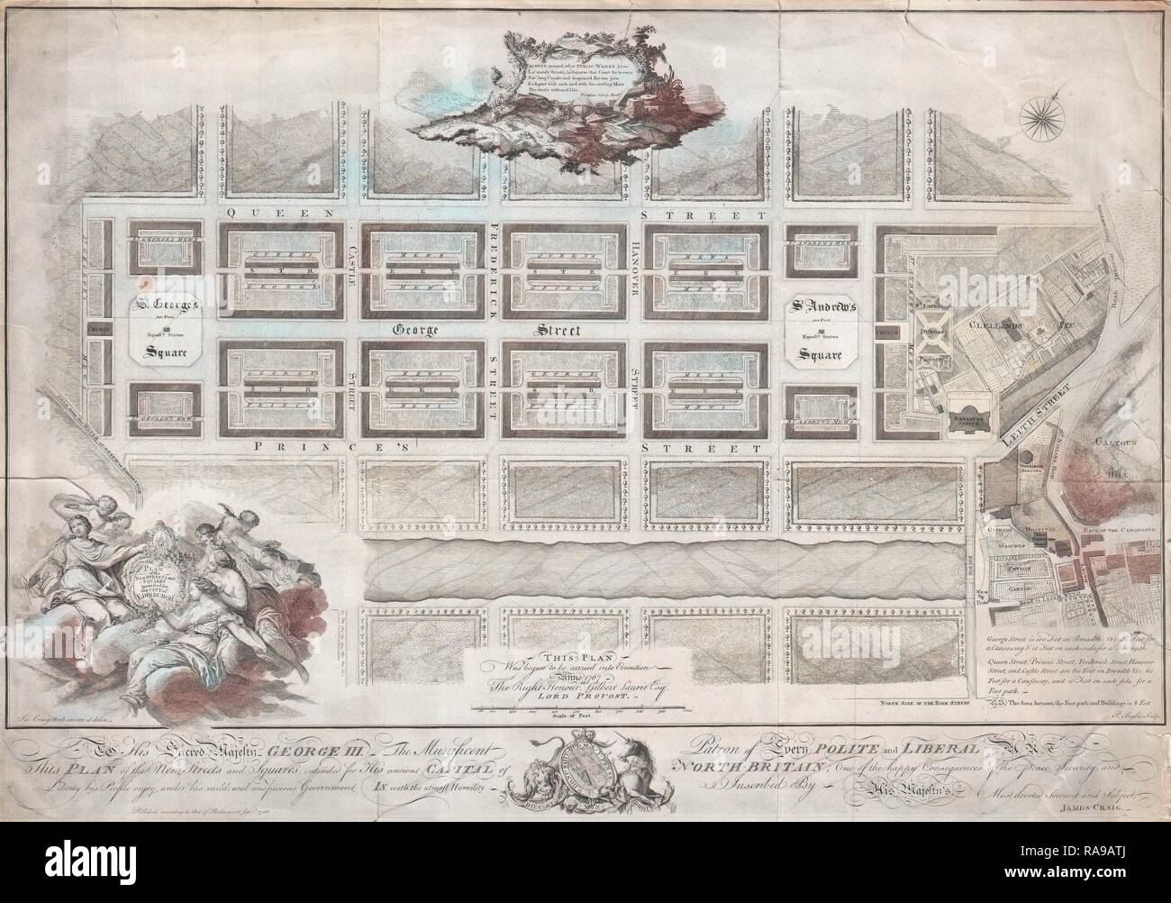 1768, James Craig Map of New Town, Edinburgh, Scotland, First Plan of ...