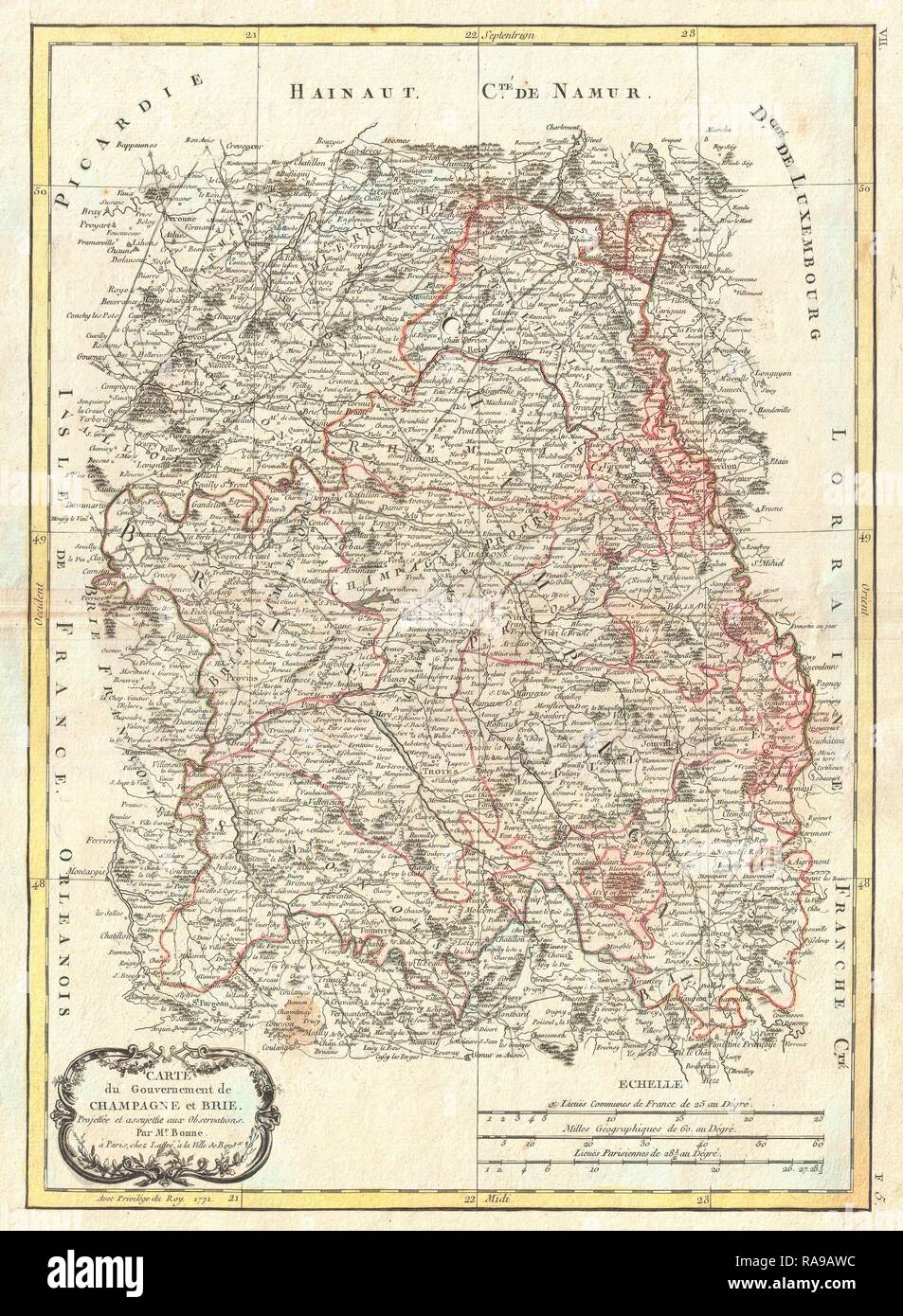 1771 bonne map of brie and champagne hi-res stock photography and ...