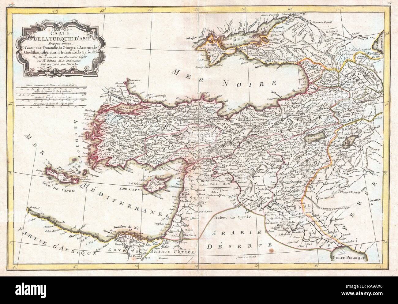 1771, Bonne Map of Turkey, Syria and Iraq, Rigobert Bonne 1727 – 1794 ...