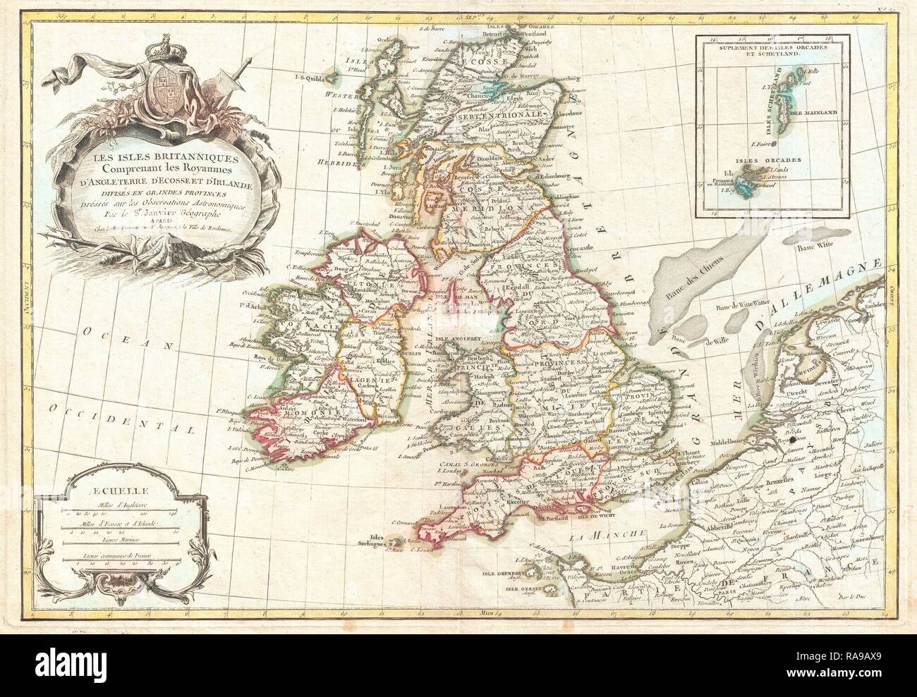 1771, Zannoni Map of the British Isles, England, Scotland, Ireland ...