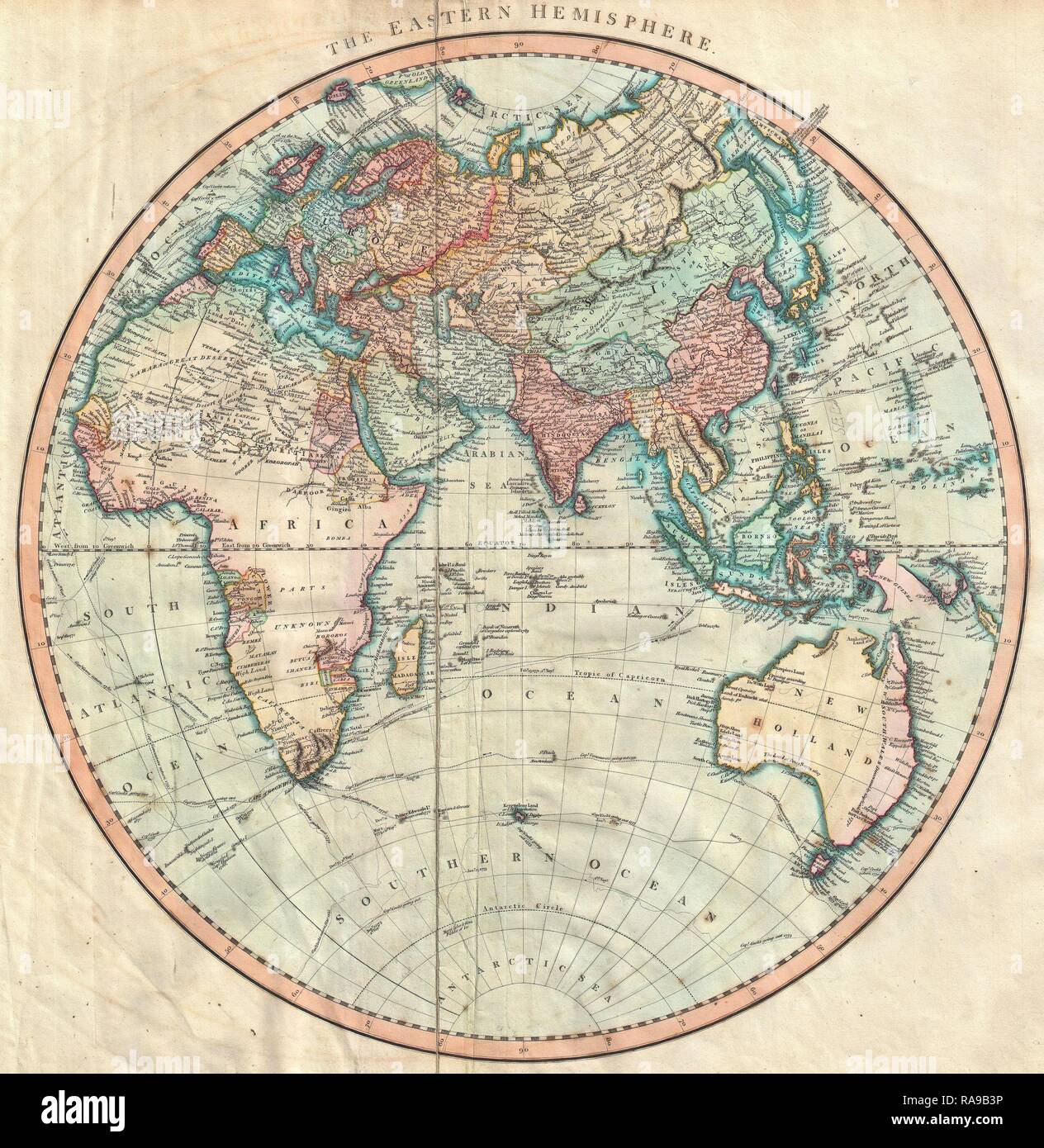 1801, Cary Map of the Eastern Hemisphere, Asia, Africa, Australia ...