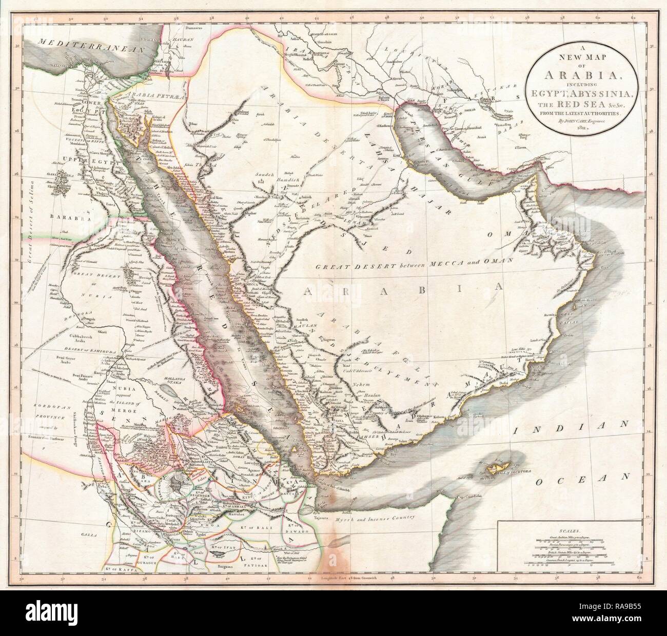 1811, Cary Map of Arabia, Egypt and Abyssinia, John Cary, 1754 – 1835 ...