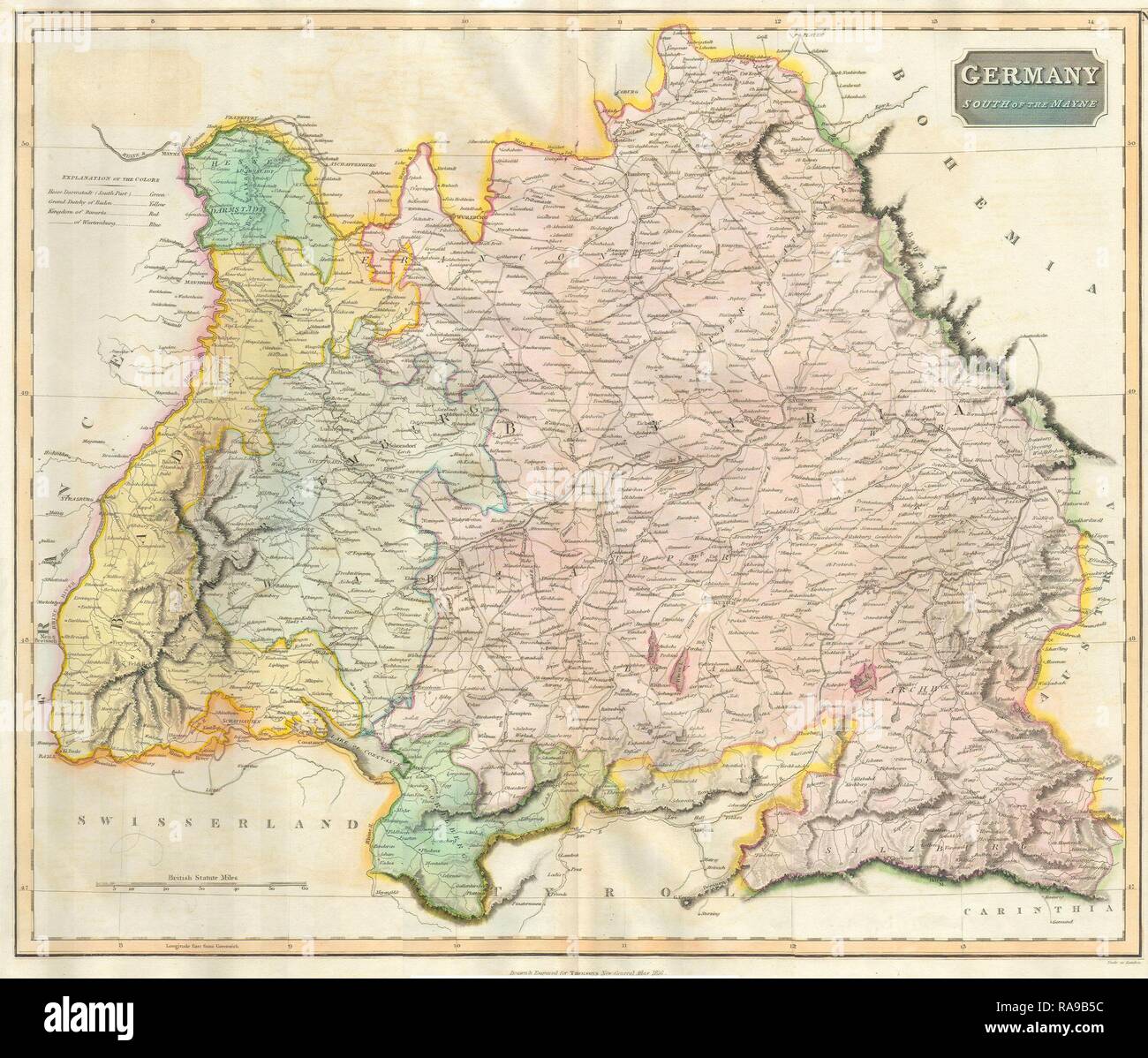 1814, Thomson Map of Bavaria, Germany, John Thomson, 1777 - 1840, was a ...
