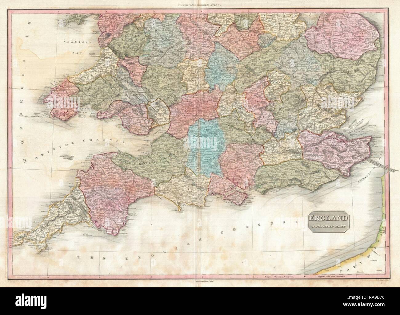 1818, Pinkerton Map of Southern England, includes London , John ...
