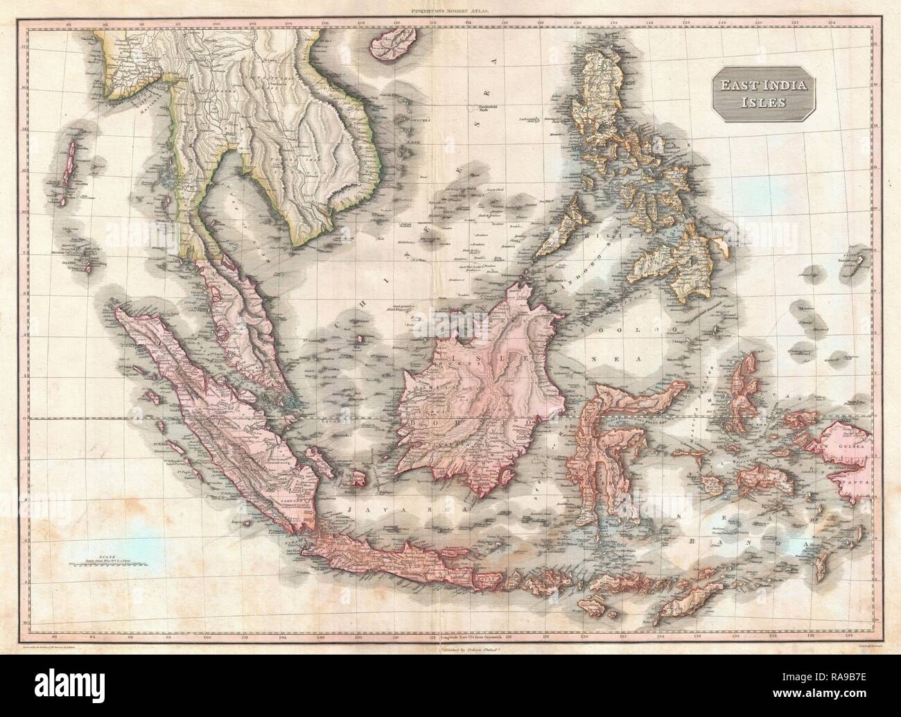 1818, Pinkerton Map of the East Indies and Southeast Asia, Singapore ...