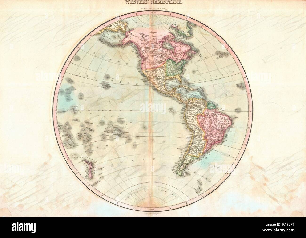 1818 pinkerton map of the western hemisphere north america hi-res stock ...
