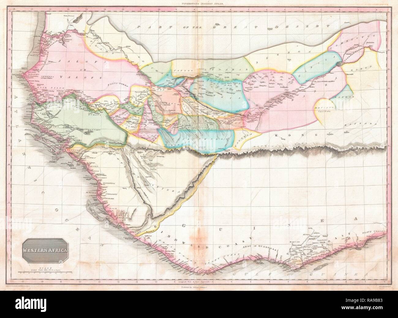 1818, Pinkerton Map of Western Africa, Niger Valley, Mountains of Kong ...