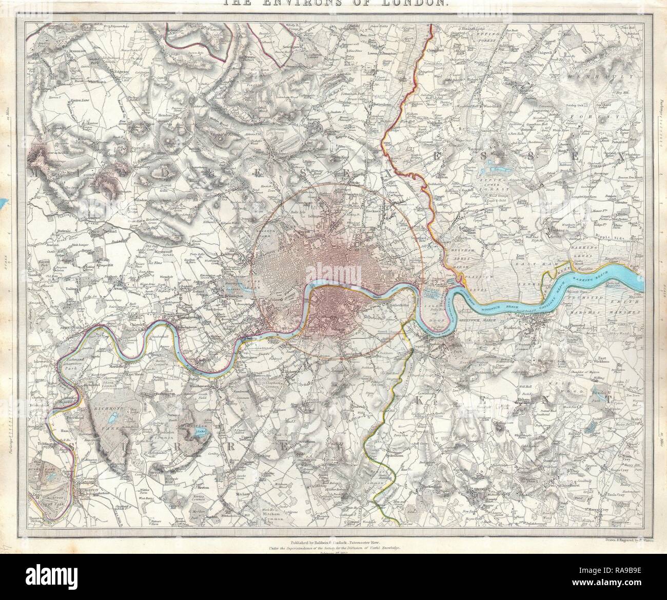 Map of london and environs hi-res stock photography and images - Alamy