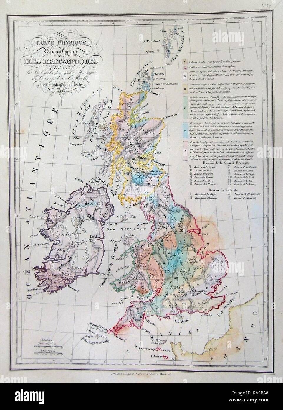 1837, Malte-Brun Map of the British Isles, England, Scotland, Ireland ...