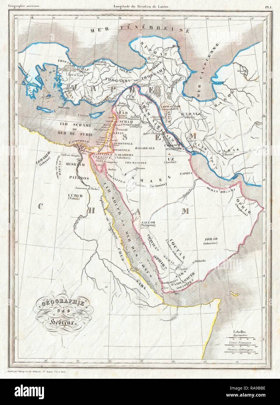 1843, Malte Brun Map of the Biblical Lands of the Hebrews, Egypt ...