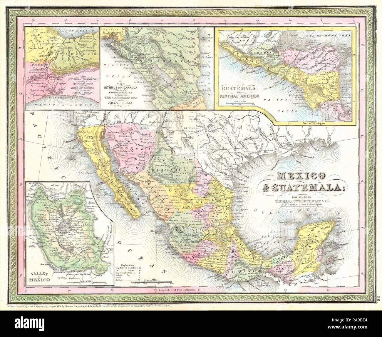 1850, Mitchell Map of Mexico and Texas. Reimagined by Gibon. Classic ...