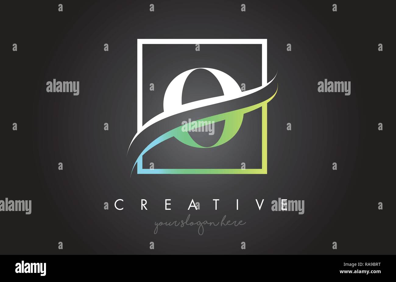 O Letter Icon Logo Design with Square Swoosh Border and Creative Design ...