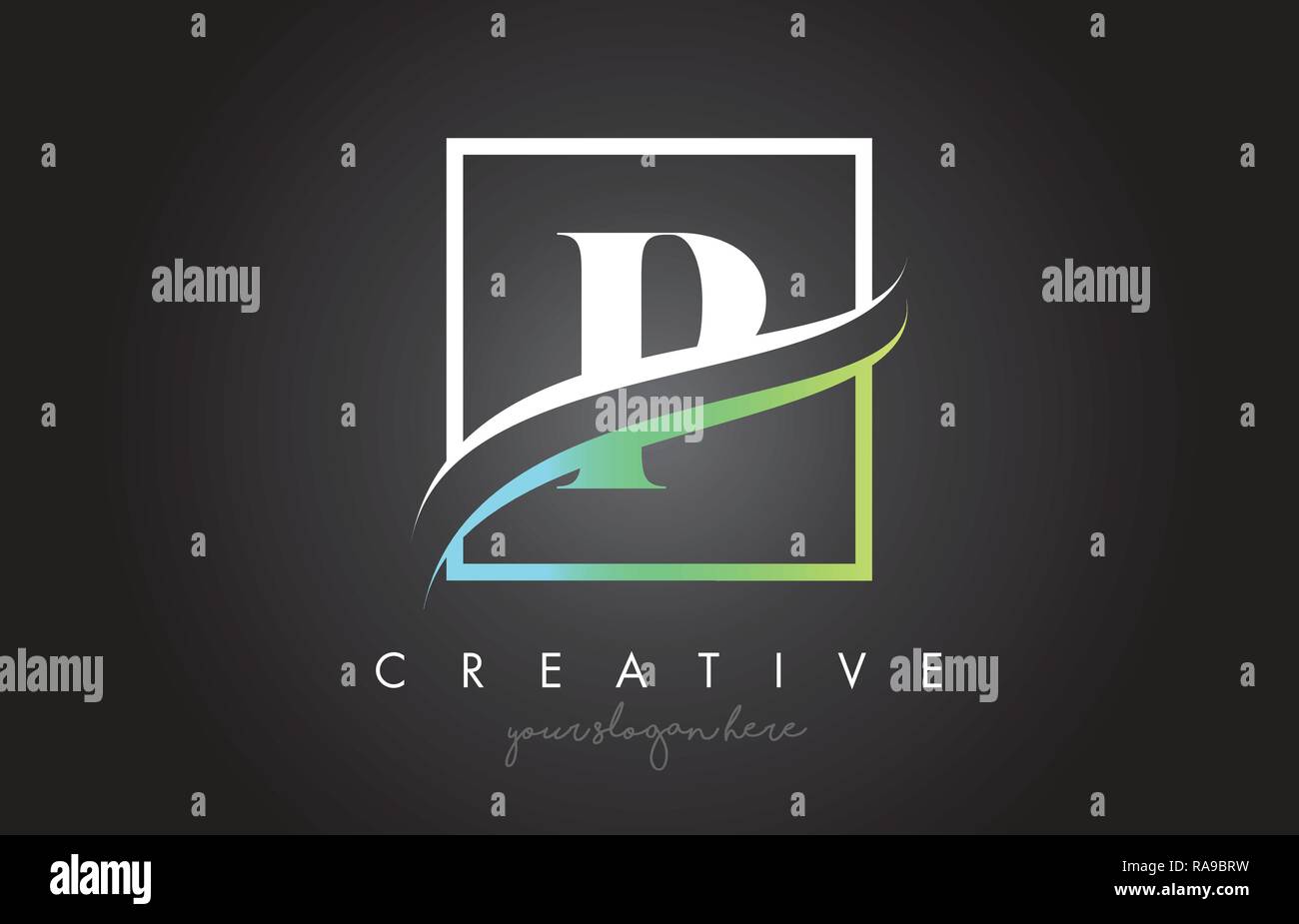 P Letter Icon Logo Design with Square Swoosh Border and Creative Design ...