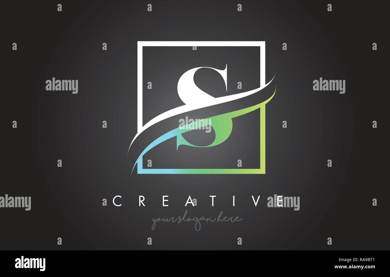 S Letter Icon Logo Design with Square Swoosh Border and Creative Design ...