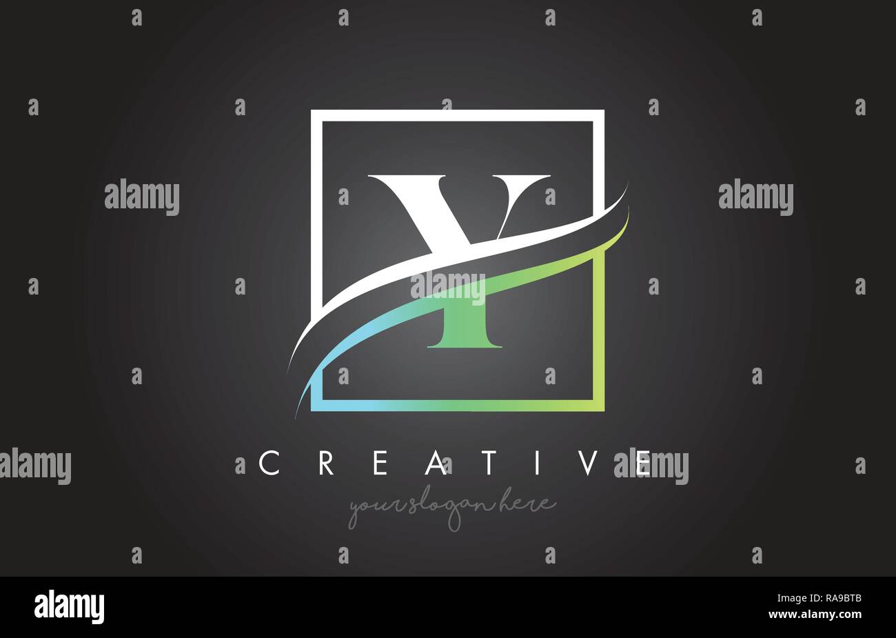 Y Letter Icon Logo Design with Square Swoosh Border and Creative Design ...