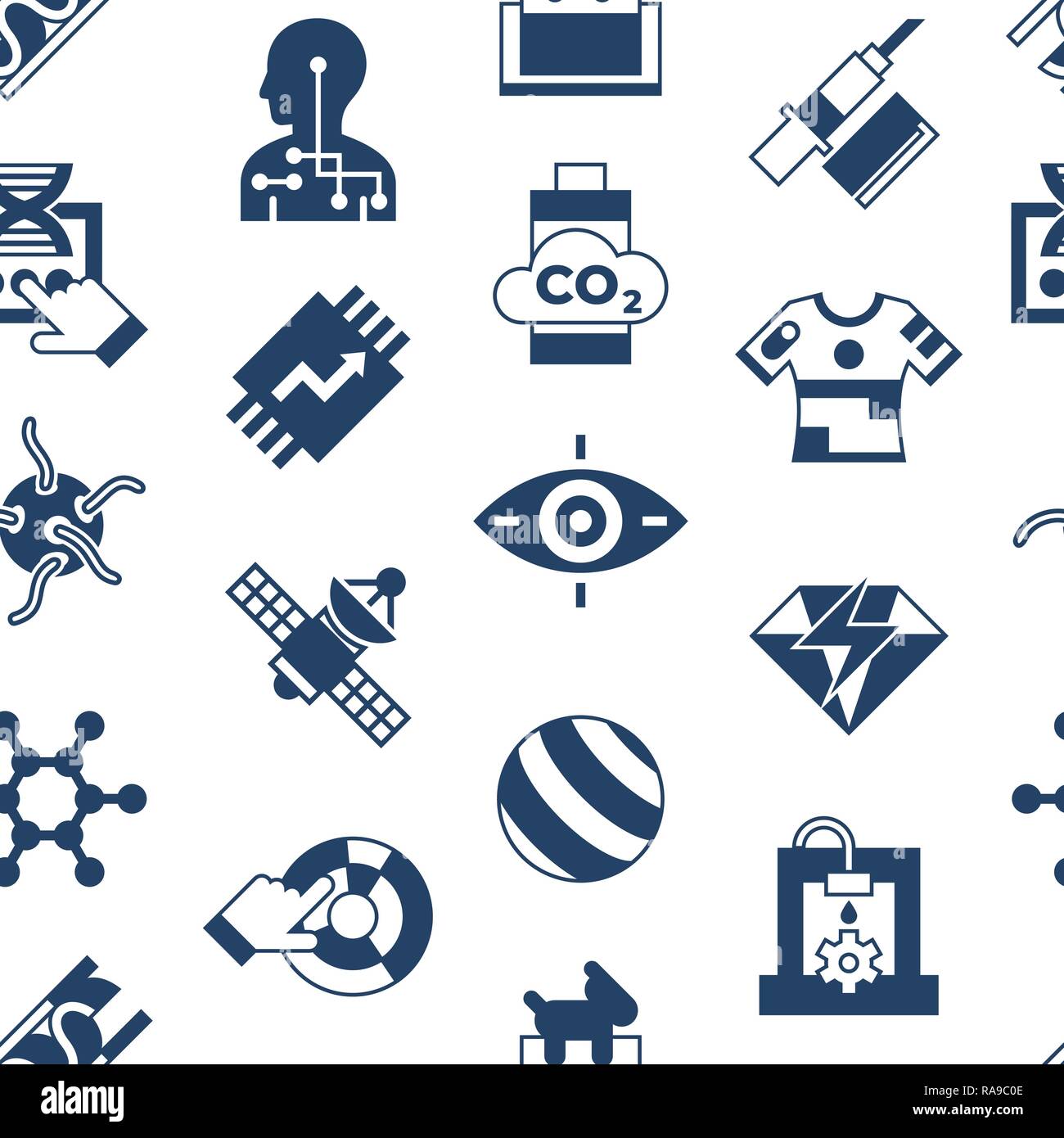 Digital vector quantum things to come technology icons set, flat style ...