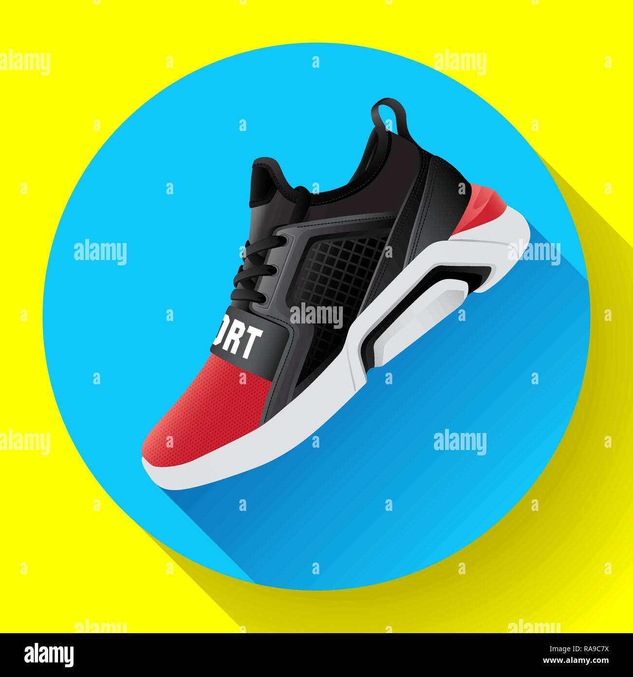 fitness sneakers shoes for training running shoe flat design with long ...