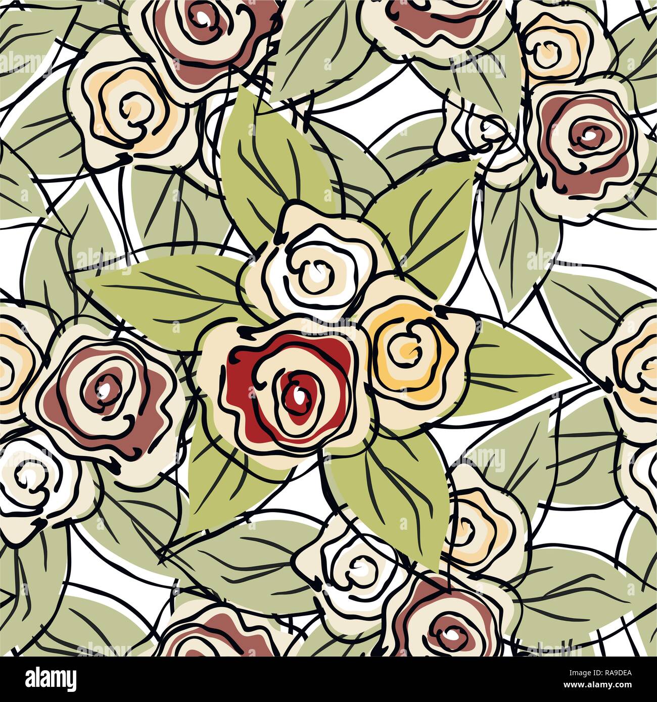 Seamless roses pattern Easily editable vector image Stock Vector Image ...